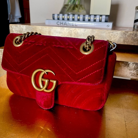 Gucci | Bags | Lightly Worn Velvet Gucci Bag Medium Size | Poshmark